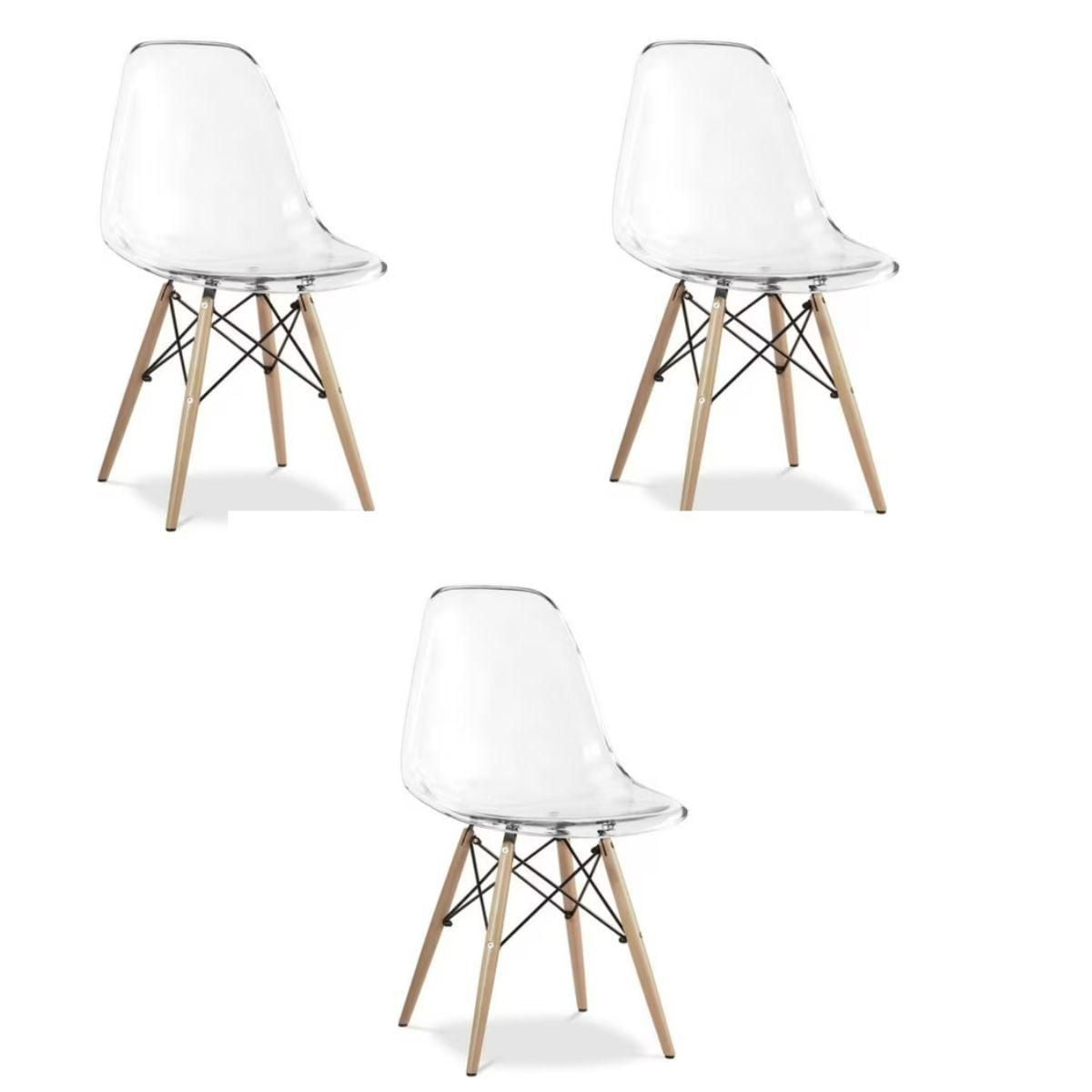 Click here for Heavenly Collection Clear Wood Chair Set Of 3 prices