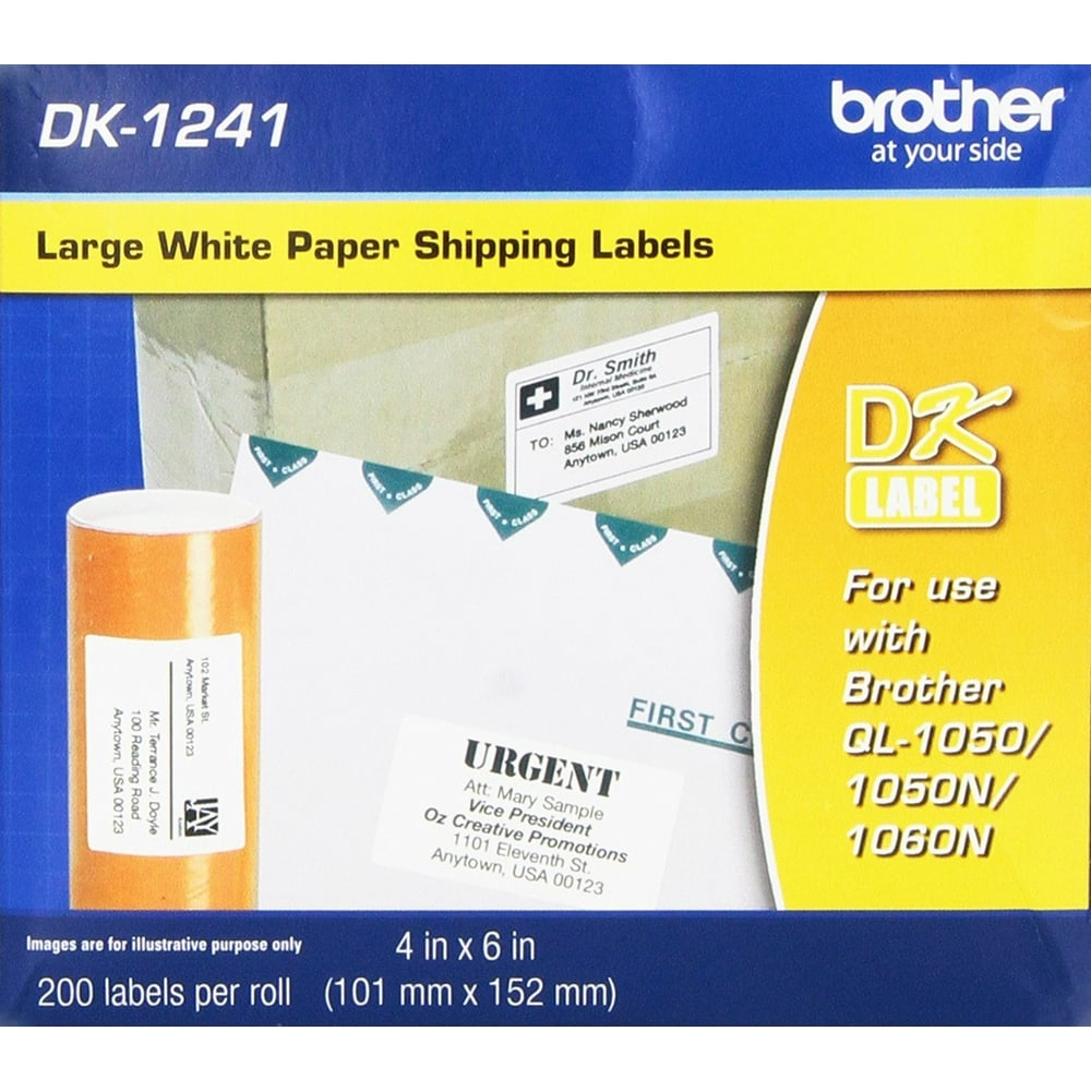Brother Genuine DK-1241 Die Cut White Labels, 4 x 6 Inch Individual ...