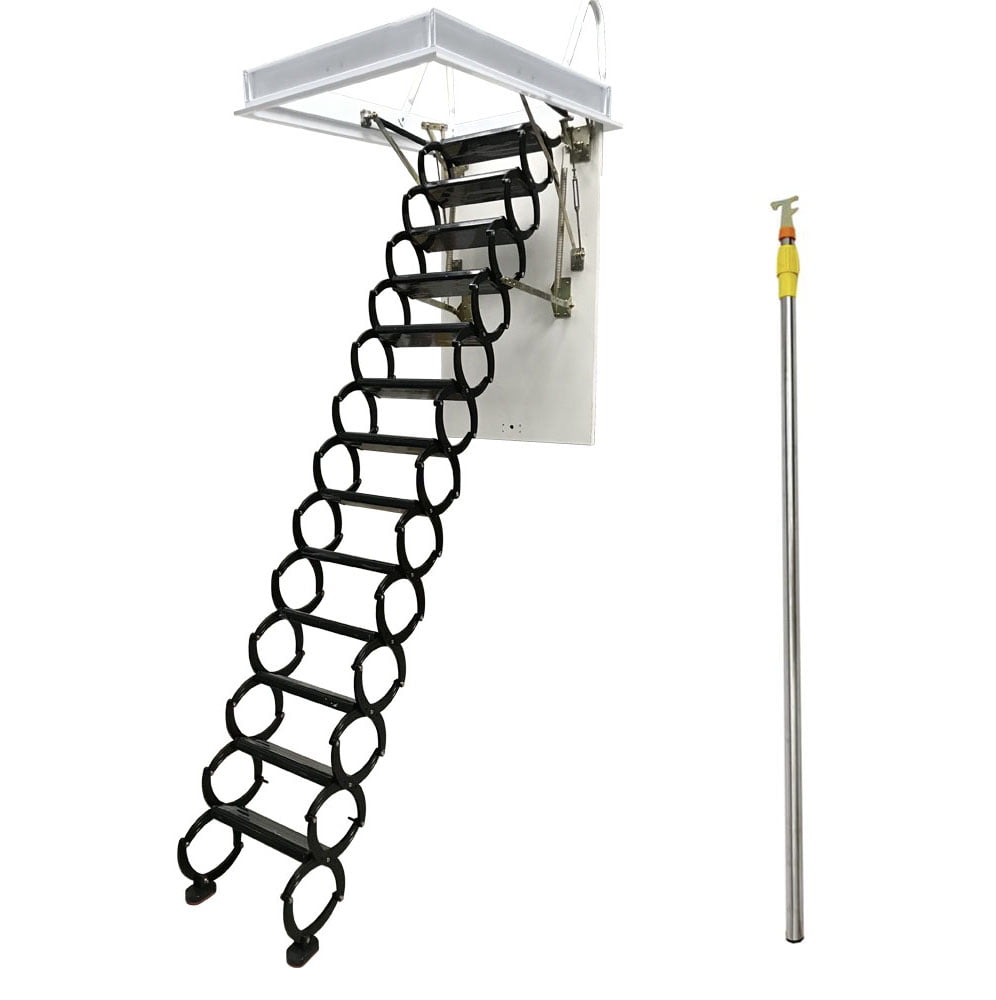 Techtongda Black Loft Wall Ladder Stairs Retractable Attic Folding ...