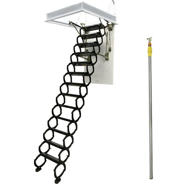 Techtongda Black Loft Wall Ladder Stairs Retractable Attic Folding ...