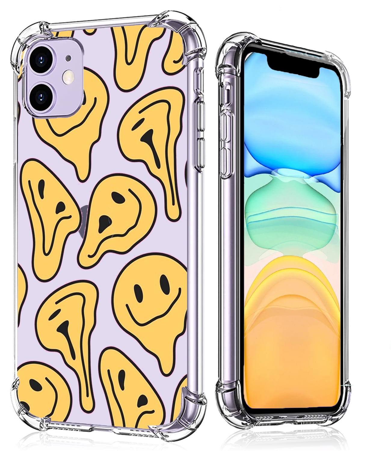 Yellow Melting Face Clear Case for iPhone 11,Aesthetic Art Design Case ...