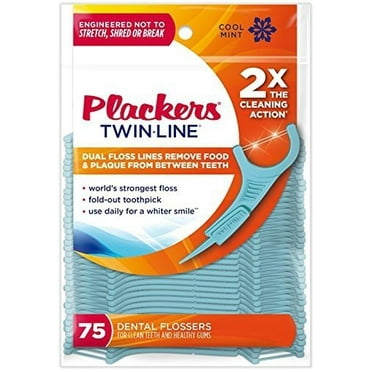Plackers Micro Mint Dental Flossers, Back Teeth Floss Picks, 75 Count ...