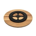 CounterArt White Tile Medallion Round Acacia Wood Lazy Susan Turntable ...