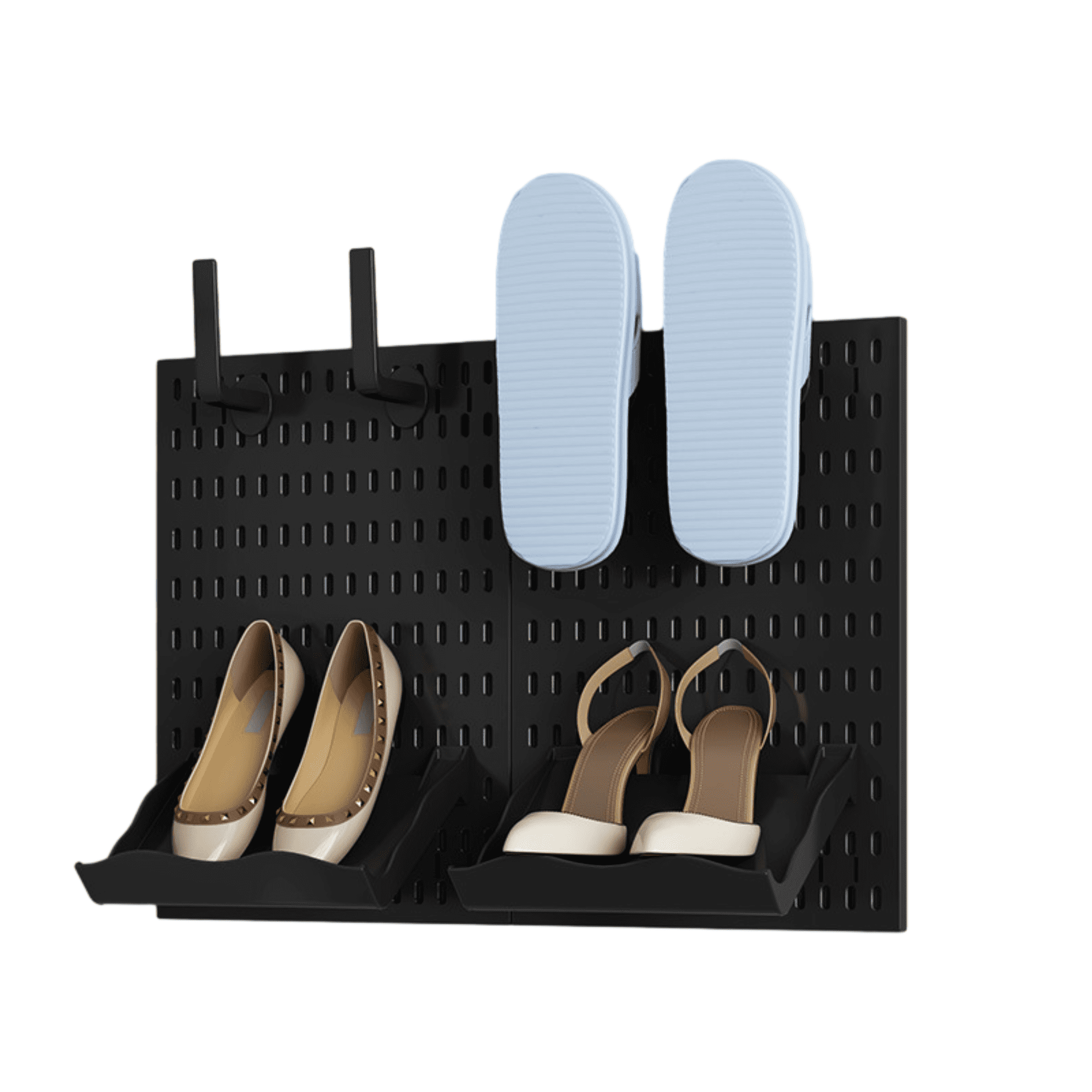 Pegboards Kit Wall Mount Peg Board Shoe Storage Shelf Hanging Shoe ...