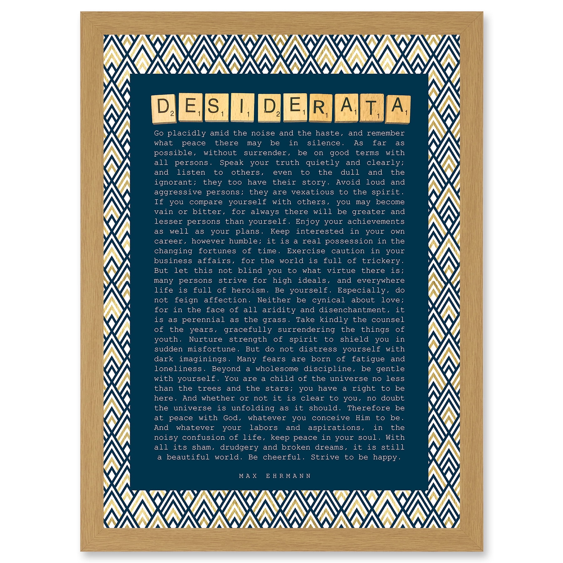 Quote Ehrmann Desiderata Pattern Letters Motivation Artwork Framed Wall ...