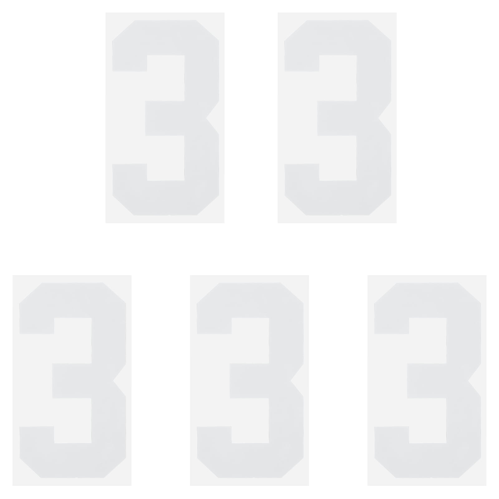 Iron on Number 3 Heat Transfer 8" White Single Number 5 Pack - Walmart.com