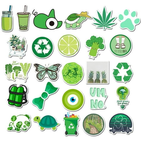 51 Pcs Cute Green Laptop Stickers for Kids, Teen, Girl Trendy Water ...