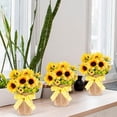 Artificial Sunflower Potted Plants 3 Pack Burlap Bag Vases Indoor ...