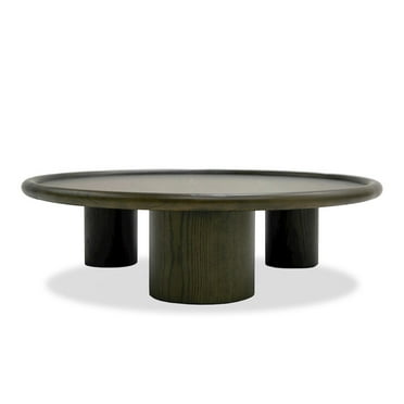 Modrest Benji - Modern Faux Travertine Round Coffee Table Set - Walmart.com