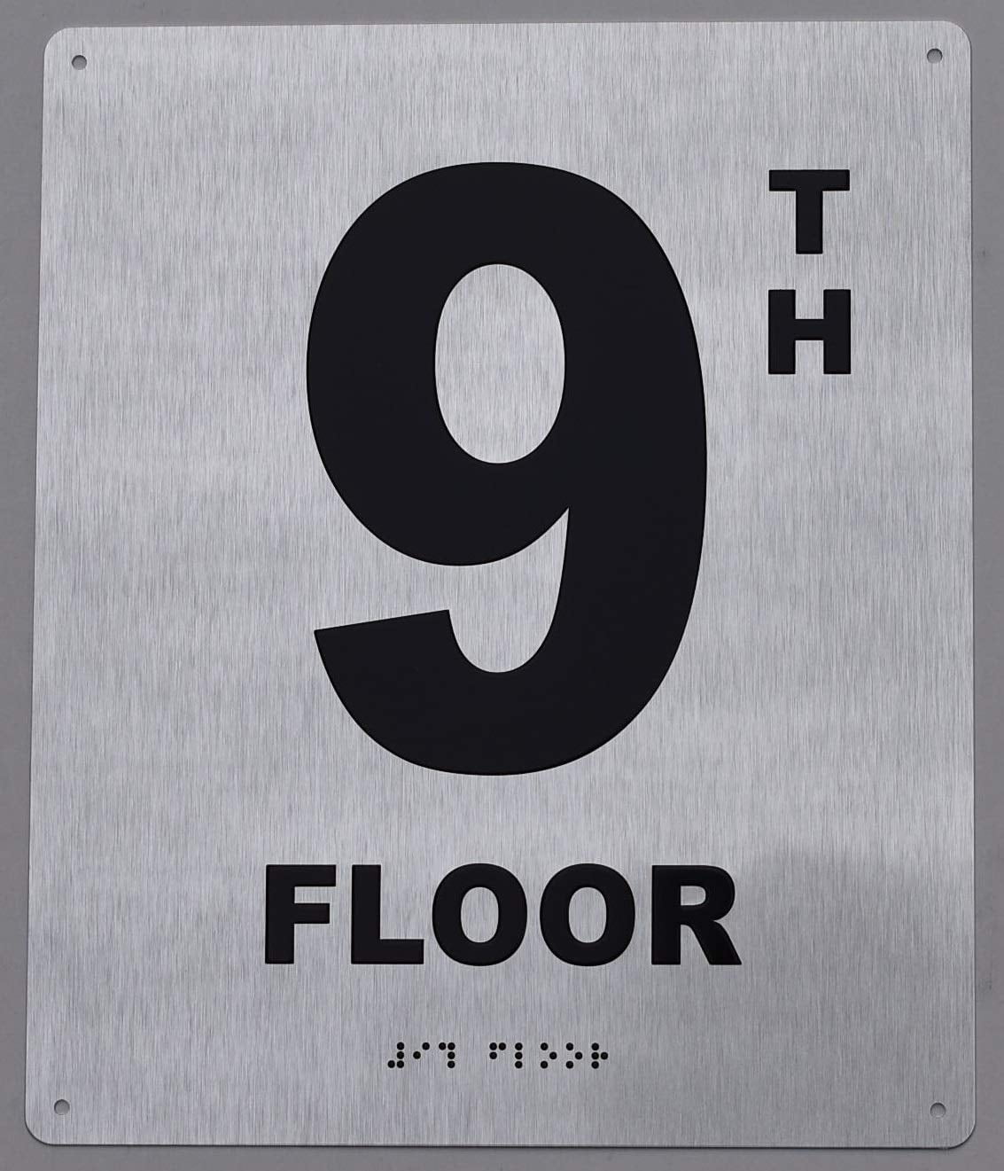 9TH Floor Sign- Floor Number Sign- Tactile Touch Braille Sign ...