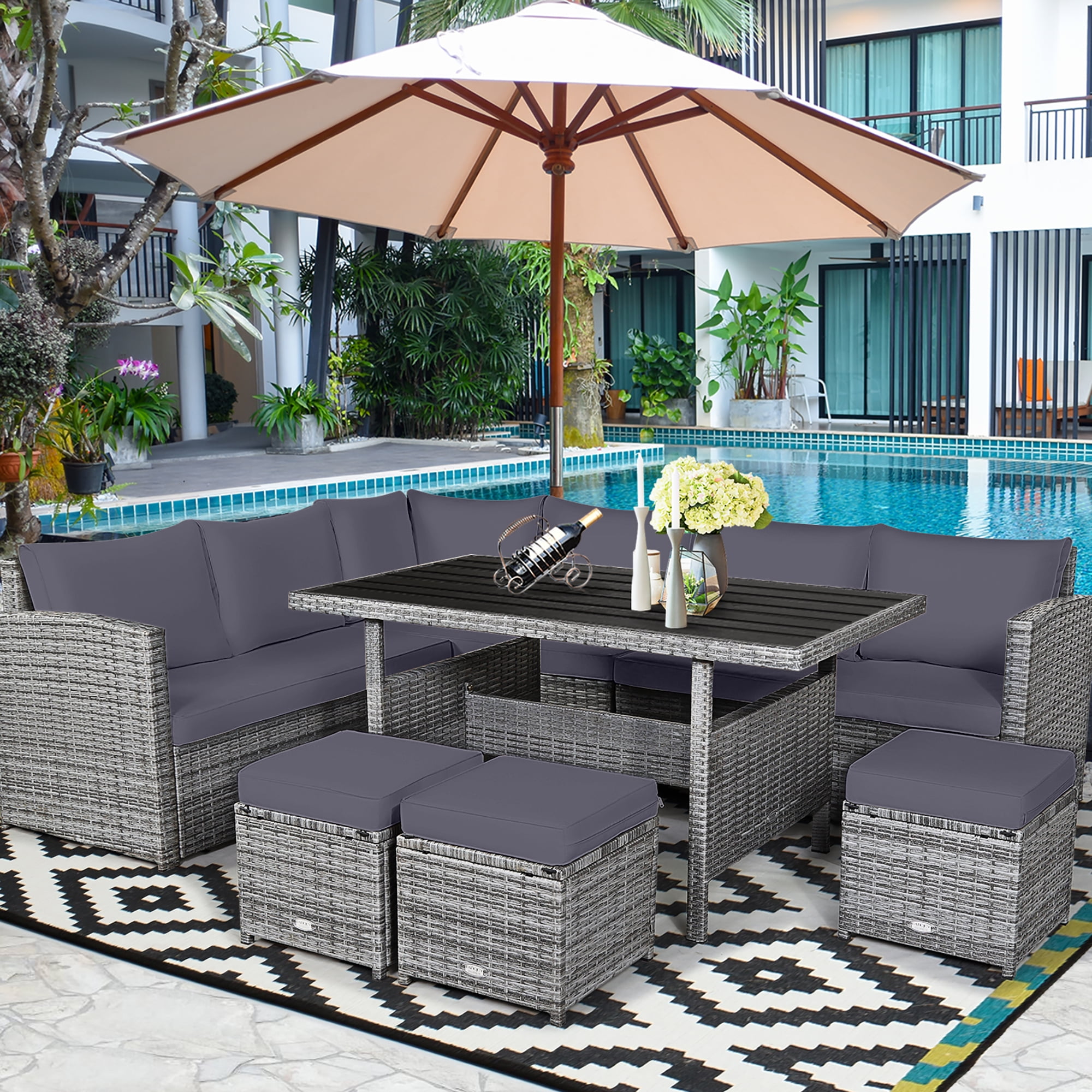 Click here for Costway 7 Pcs Patio Rattan Dining Set Sectional So... prices
