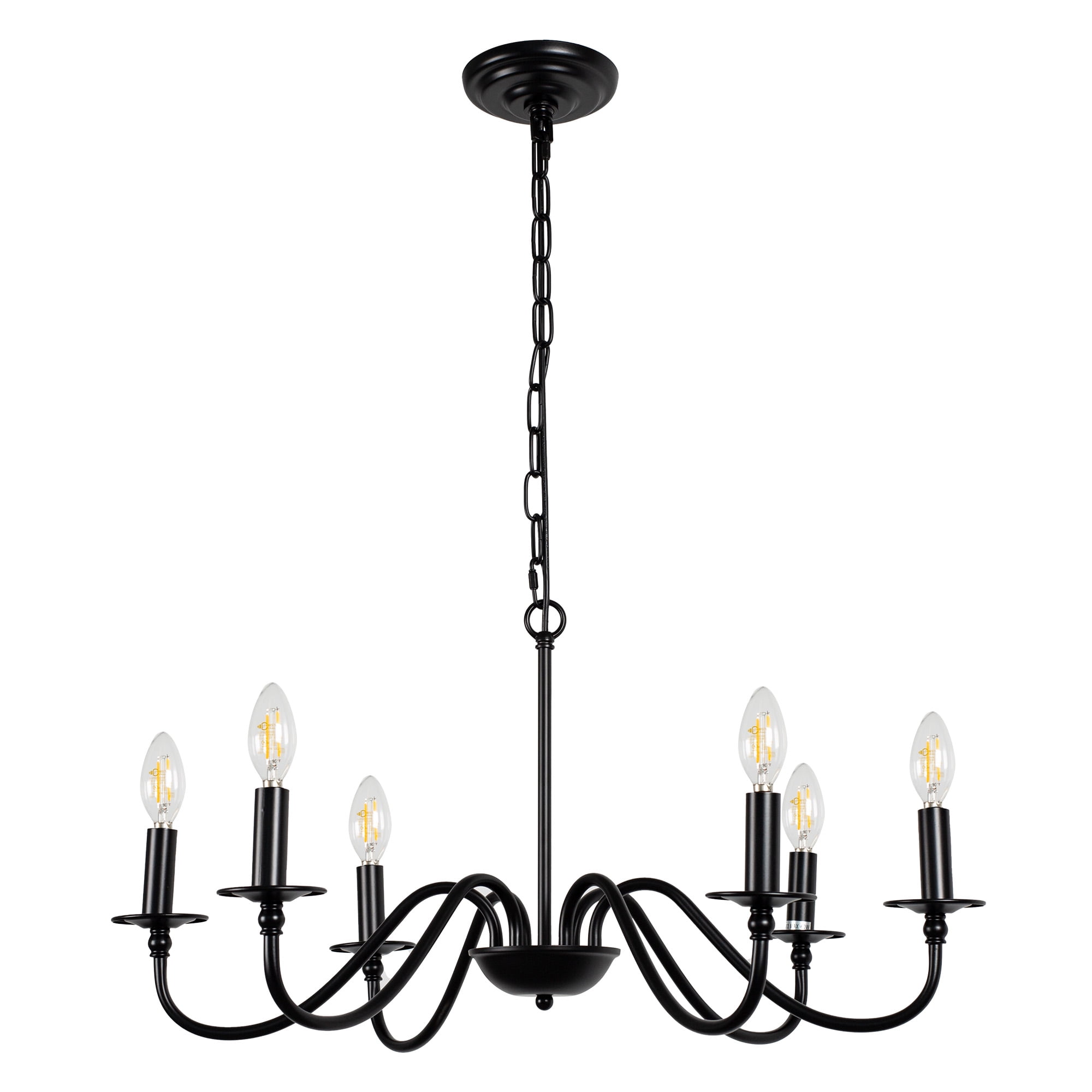 LOHAS 6 Lights Black Farmhouse Chandelier,Rustic Candle Ceiling Light ...