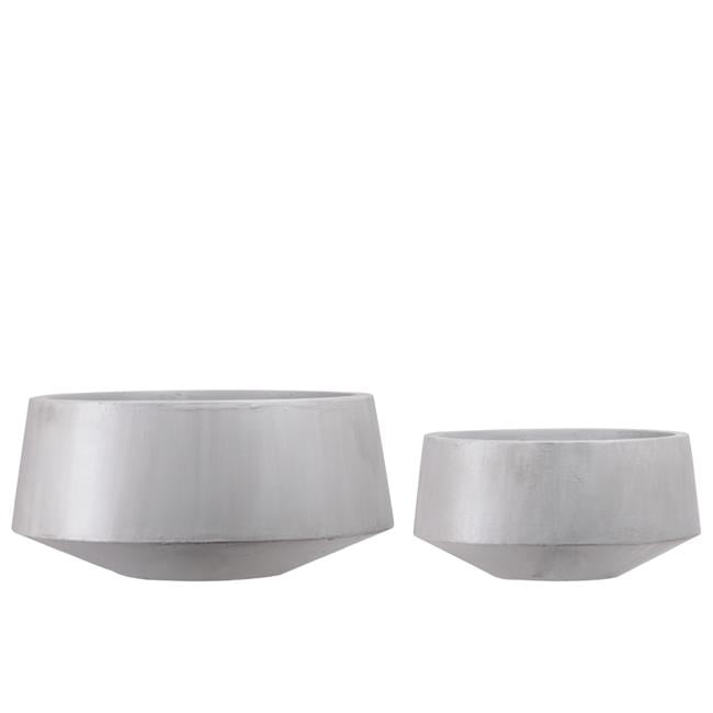 Fiberstone Round Pot with Tapered Bottom, Painted Finish, Gray - Set of ...