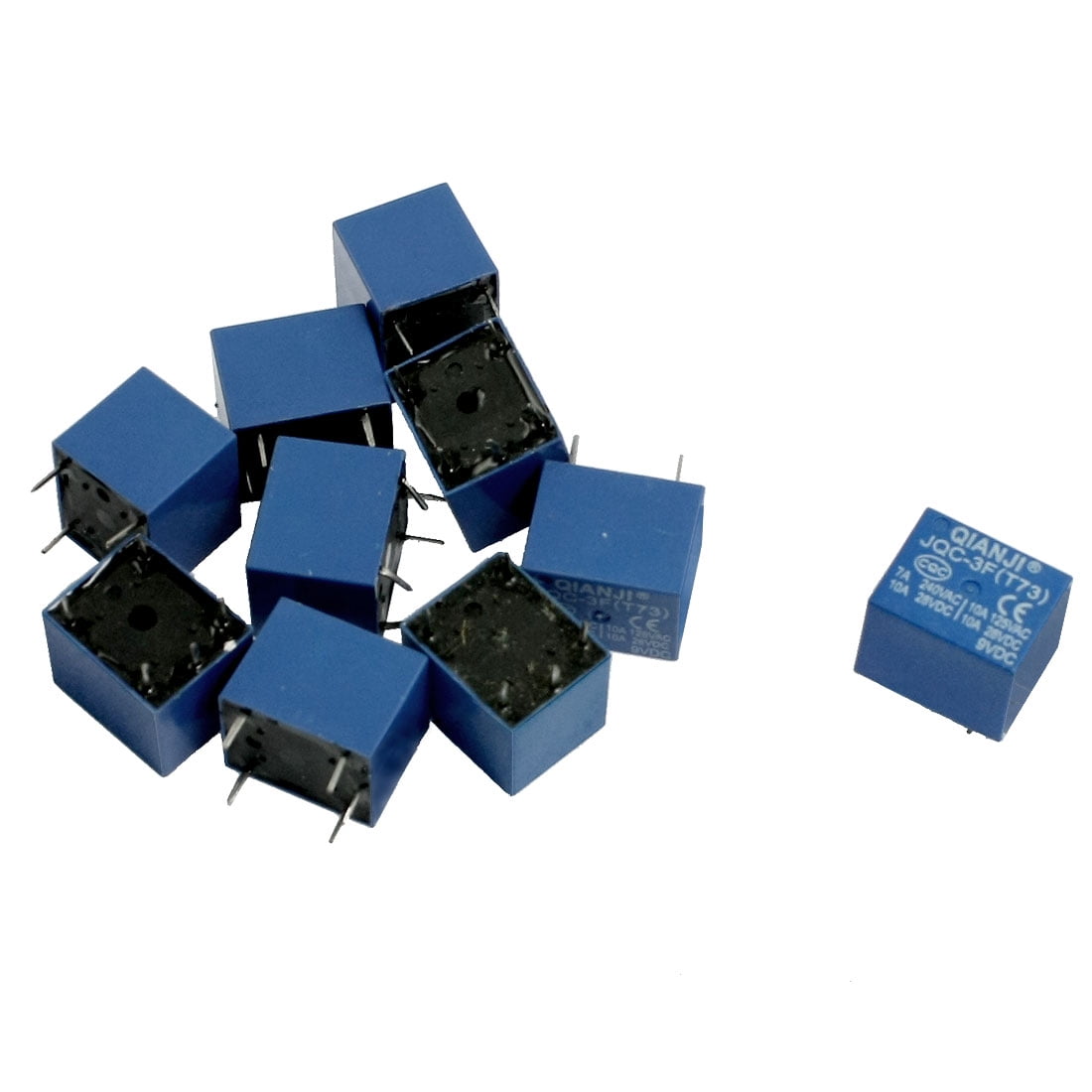 10 x DC 9V Coil 10A SPST 5 Pin Electromagnetic Relays PCB Type JQC-3F ...