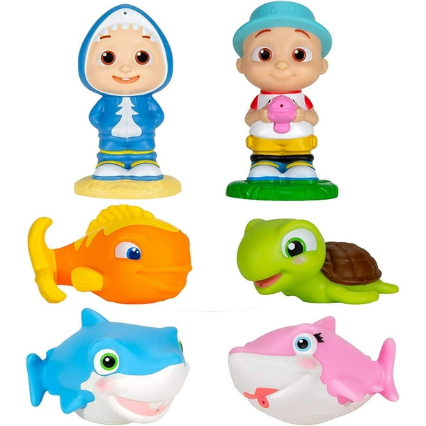 CoComelon Bath Squirter Toys, 6 Pieces - Includes JJ, Baby Shark, Mommy ...