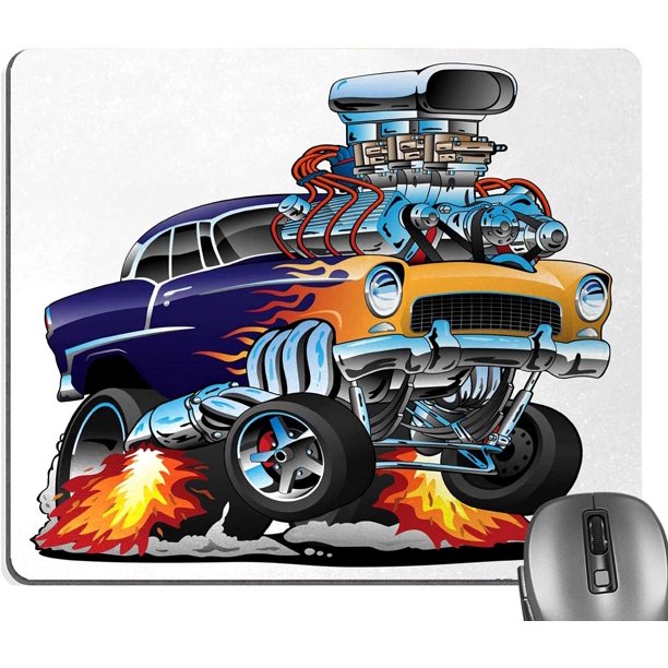 Race Car Mouse Pad, Illustration of a Single Classic Hot Rod Muscle Car ...