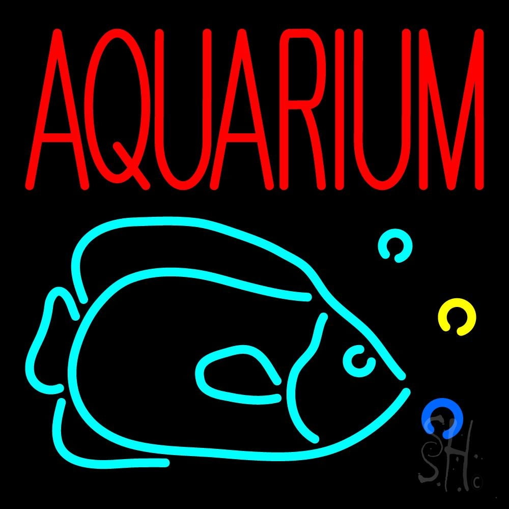 Red Aquarium Fish Logo LED Neon Sign 24" Tall x 24" Wide - inches Black ...
