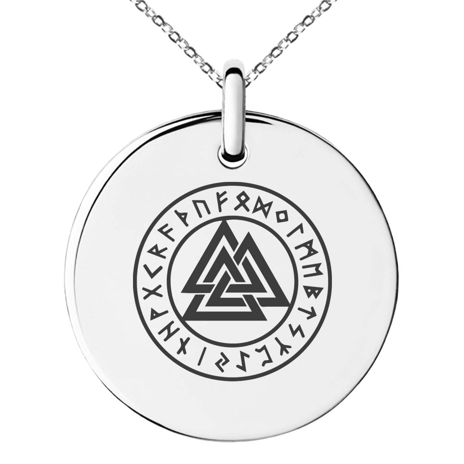 Stainless Steel Norse Valknut Knot Viking Engraved Small Medallion ...