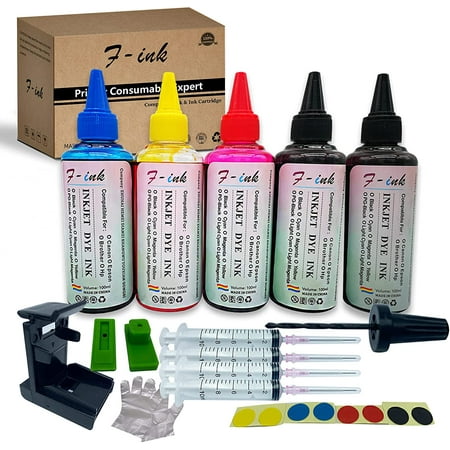 F-ink 5 Bottles Ink and Ink Refill Kits Compatible for Canon Ink ...