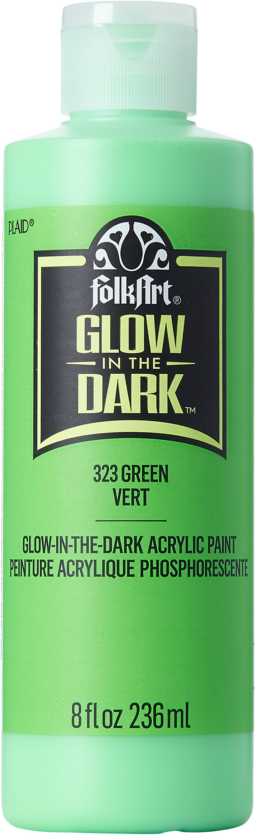 FolkArt Glow-in-the-Dark Acrylic Craft Paint, Matte Finish, Green, 2 fl ...