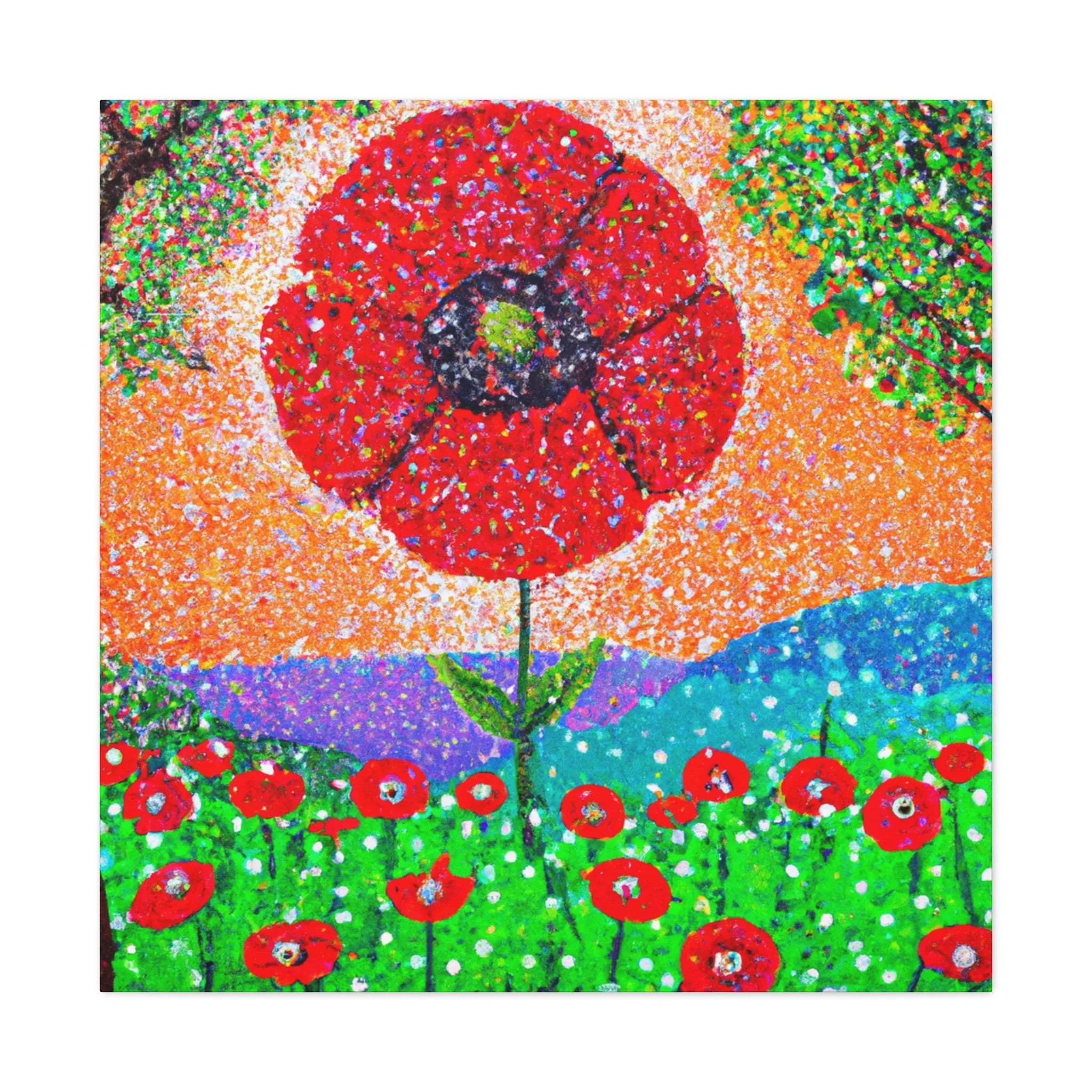 Poppies in Pointillism - Canvas - Walmart.com