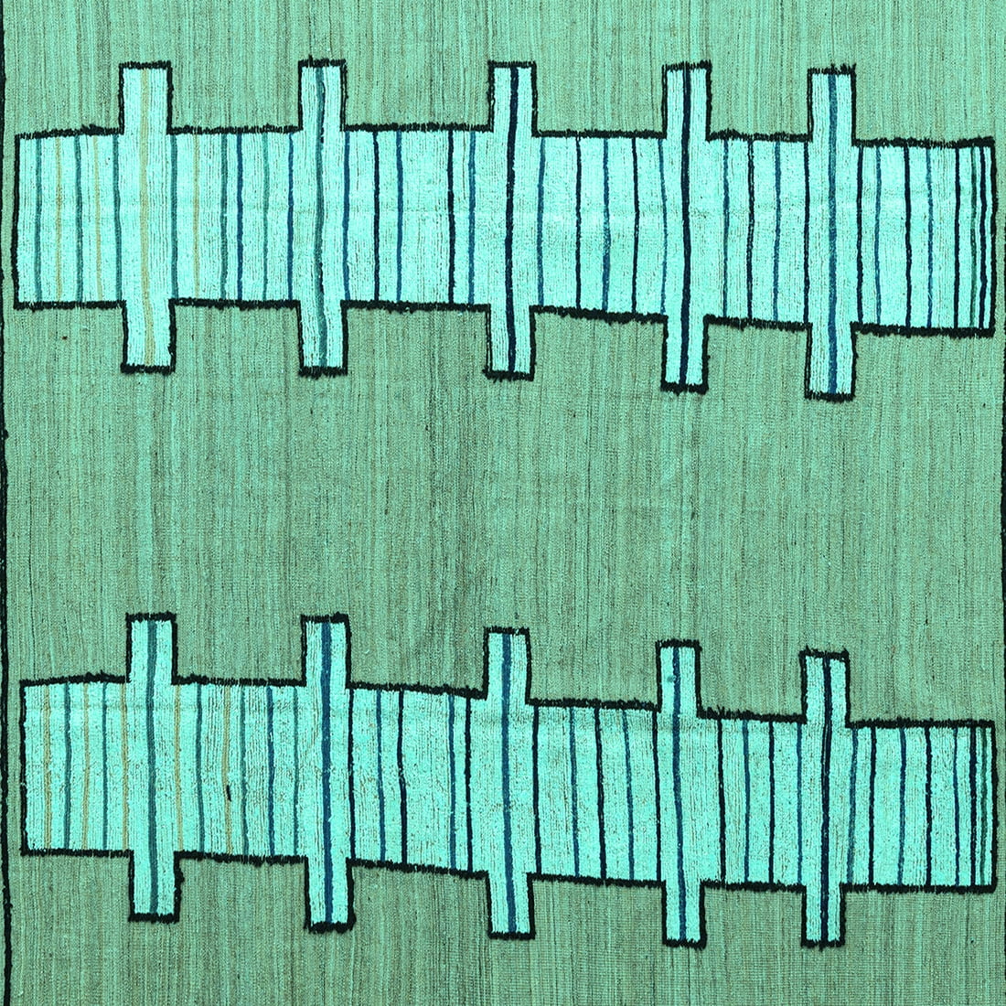 Ahgly Company Indoor Square Abstract Turquoise Blue Modern Area Rugs, 4 ...