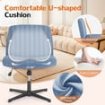Blue Classic Fabric Criss Cross Chair, Armless Wide Seat Swivel Desk ...