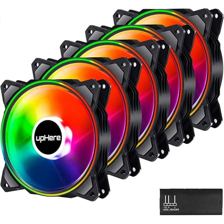 upHere 120mm Dual Halo SYNC Addressable RGB with Fan Hub PC Cooling PWM ...