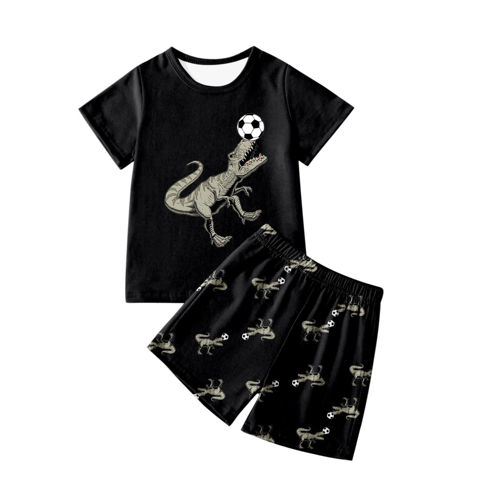 Click here for Feolixe Boys Dinosaur Print T Shirt And Shorts Out... prices