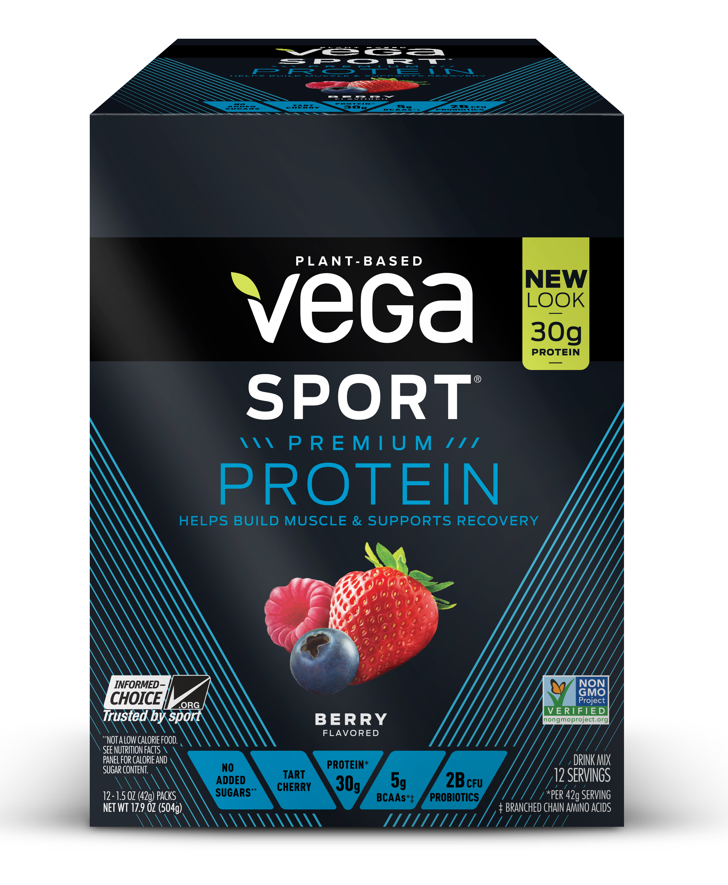 Vega Sport Vegan Protein Powder Berry 30g Protein 1 5 Oz 12 Ct