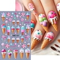 2 Pieces Cute Ice Cream Popsicle Nail Art Stickers - Self-Adhesive Nail ...
