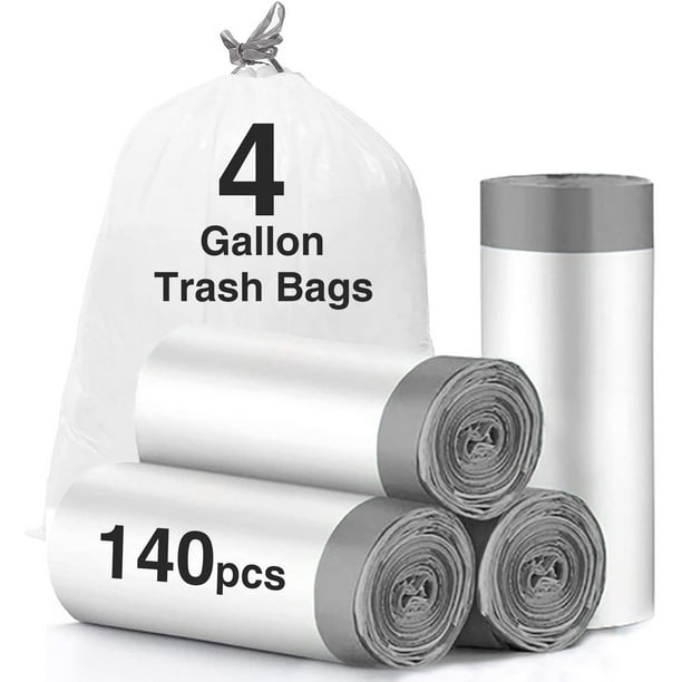(140 Count) Charmount Drawstring 4 Gallon Trash Bags, Small Trash Bags ...