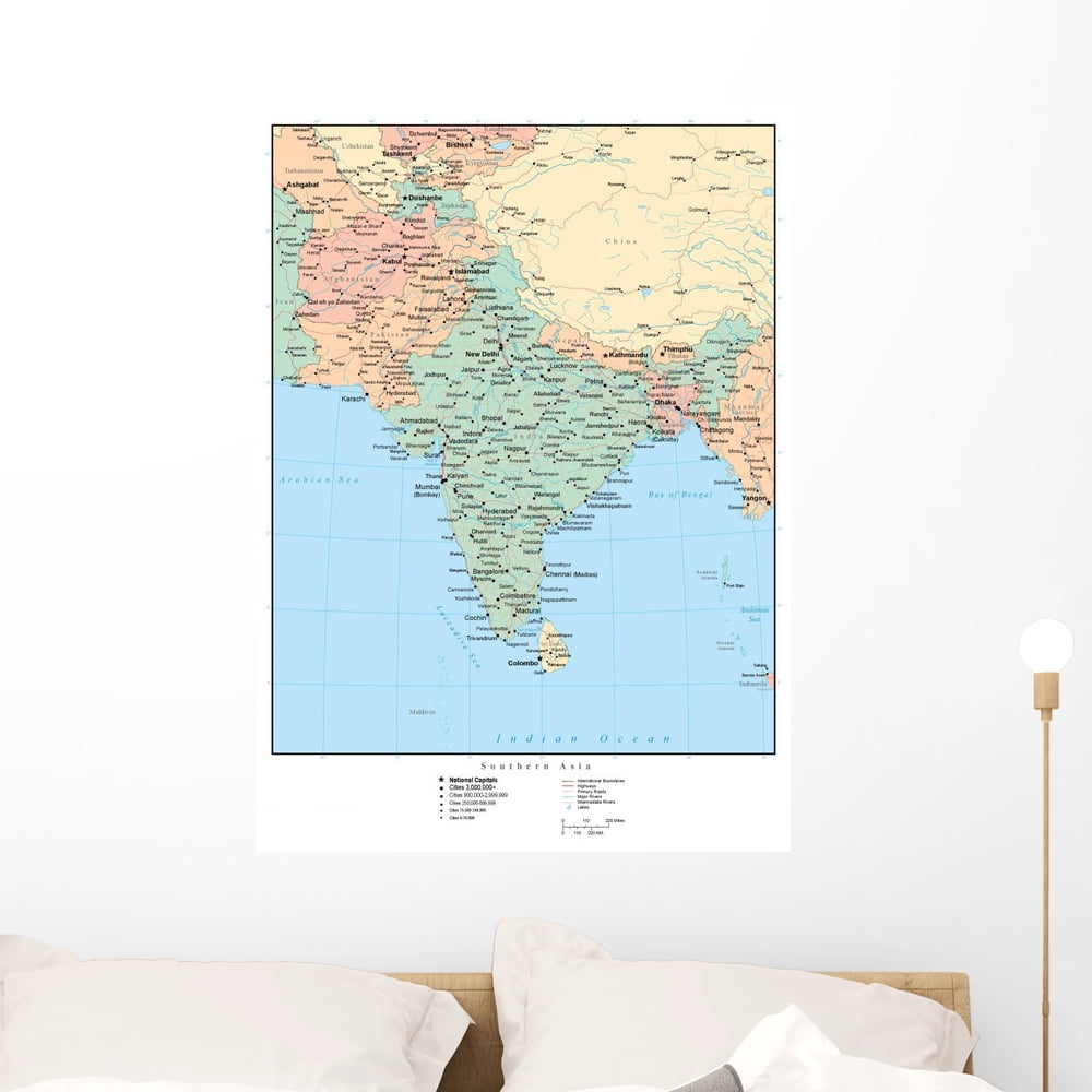 Map India Wall Mural Decal Sticker, Wallmonkeys Peel & Stick Vinyl ...
