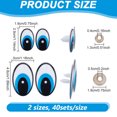 80 Sets 2 Styles Oval Plastic Craft Safety Eyes Making Supplies with ...