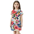 BZSMCE Short Sleeve dress Dress Casual Cotton Dresses-Flower Rose Red ...