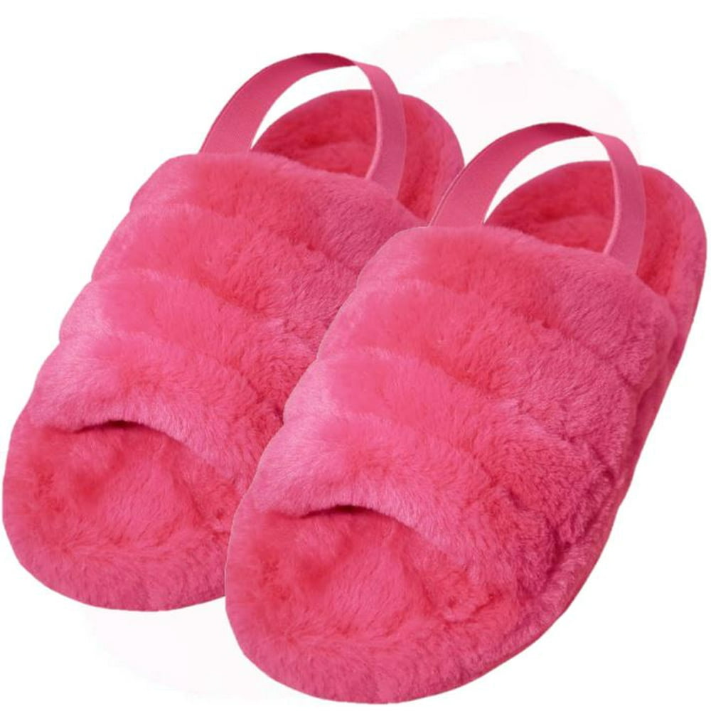 Tbdi Womens Slippers Soft And Fuzzy Plush Upper With Elastic Slingback Ladies House Slippers