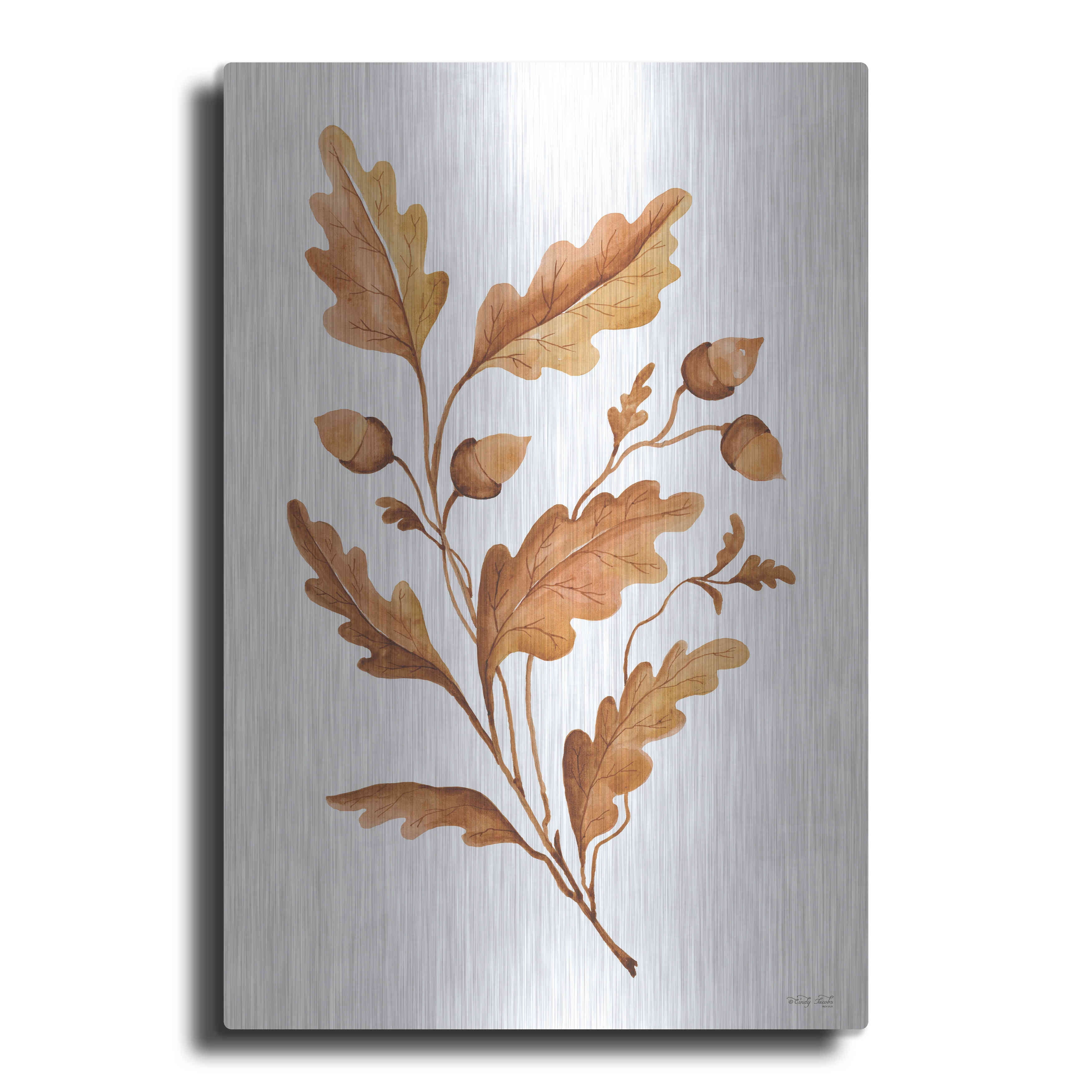 Luxe Metal Art 'Fall Leaf Stem I' by Cindy Jacobs, Metal Wall Art, 12 ...