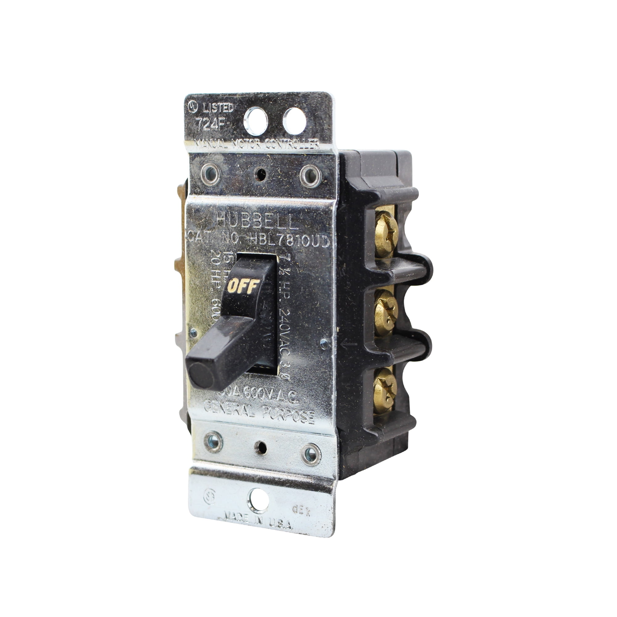 Hubbell HBL7810UD Manual Motor Control Switch 30amp 600V - Walmart.com