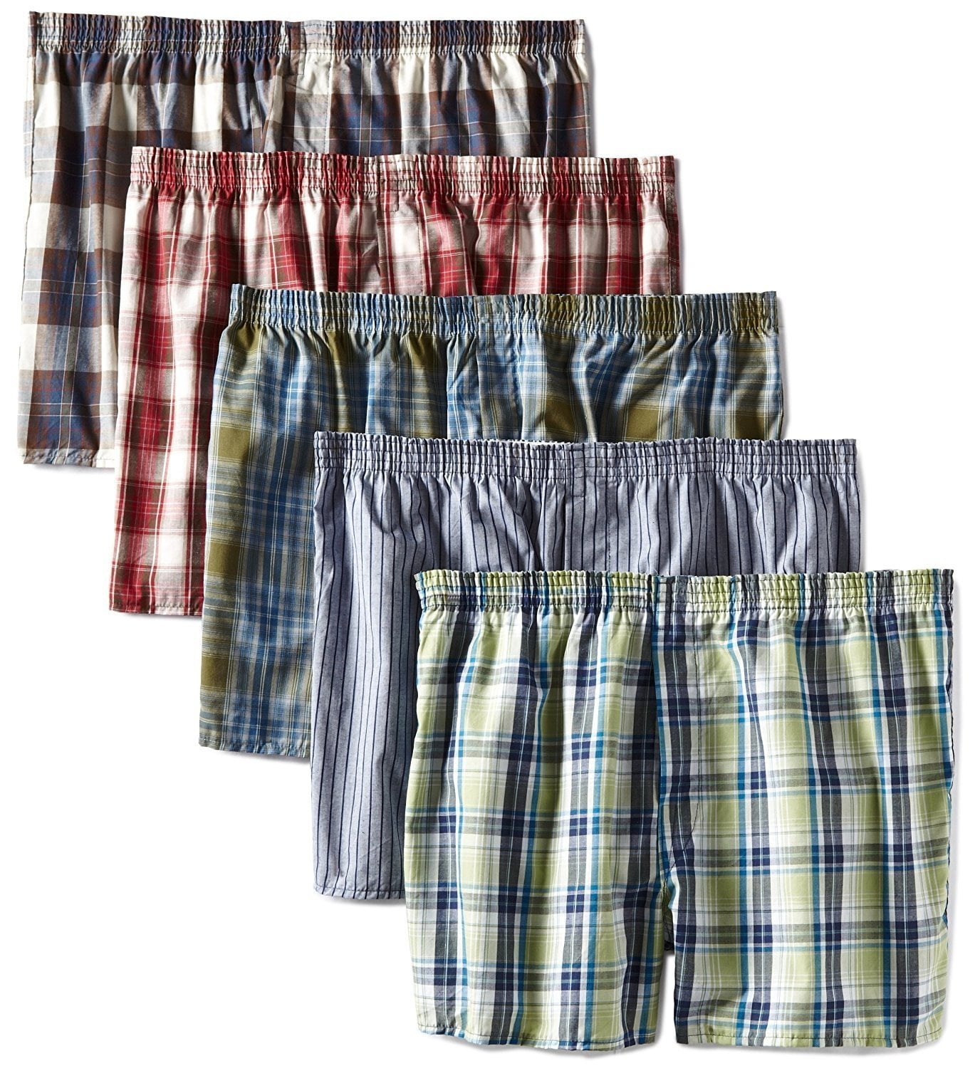 Fruit of the Loom Men's 5Pack Plaid Boxer Shorts Boxers Underwear 3XL ...