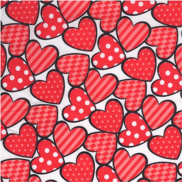 Shason Textile Soft Poly Cotton Print Fabric For Valentine's Day, 3 yds ...