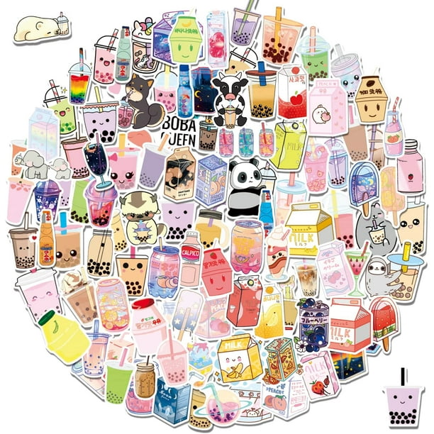 100pcs Bubble Tea Pearl Milk Tea Stickers, Vinyl Waterproof Stickers ...