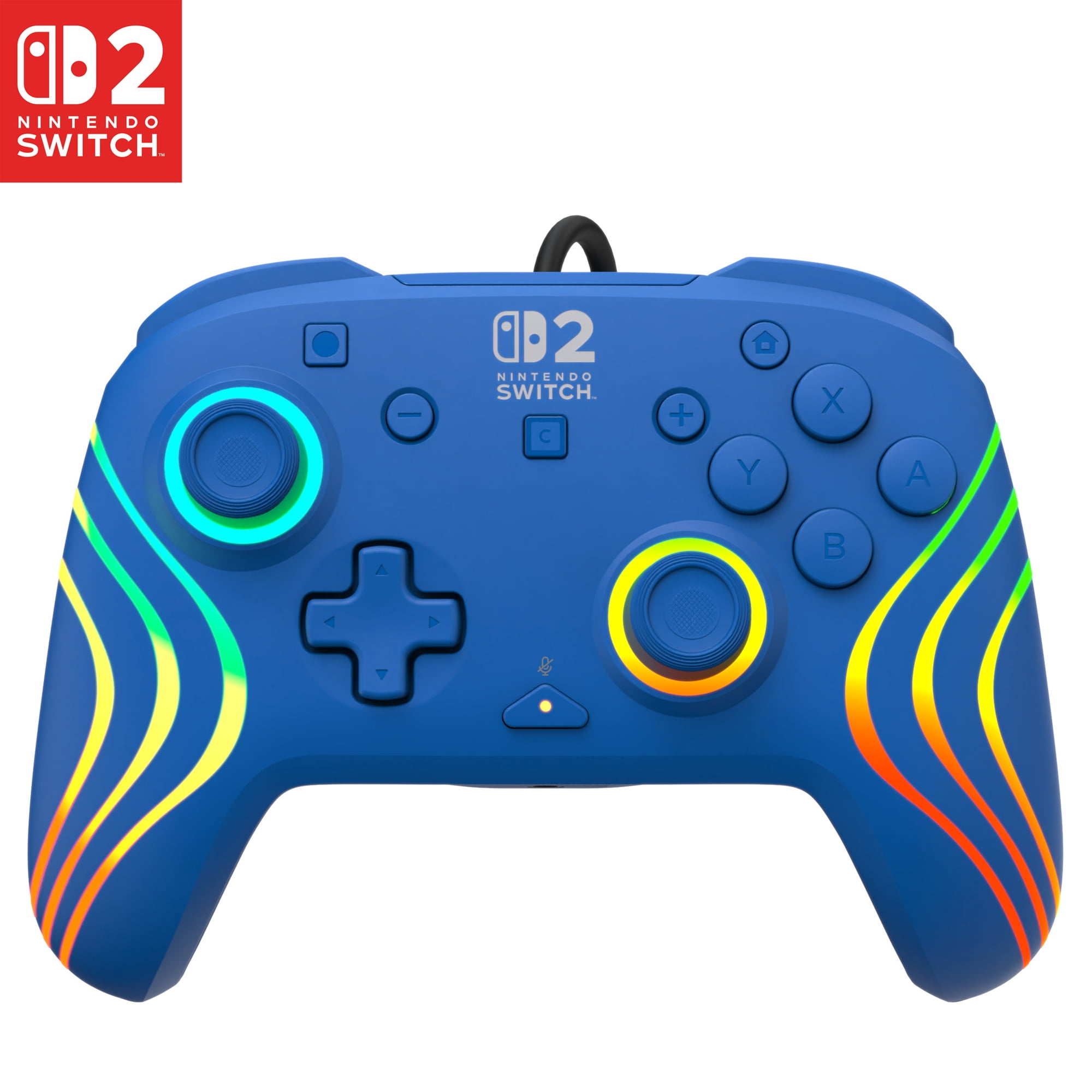Turtle Beach Afterglow Wave Wired Rgb Gaming Controller (Blue) - Officially Licensed For Nintendo Switch 2  Nintendo Switch - Customizable Lighting  H