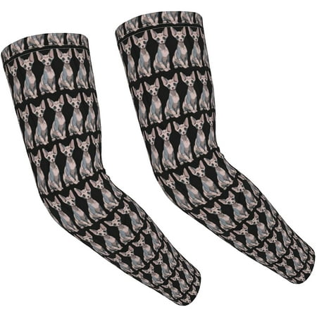 Sphynx Cat Black Cooling Arm Sleeves Sun Protection Ice Silk Arm Cover ...
