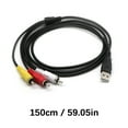 150CM USB Male To 3RCA AV Composite Adapter Cable For HDTV TV Computer ...