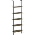 5 Tiers Ladder Shelf 2-Piece Black Modern Tall Bookshelf Open Large ...