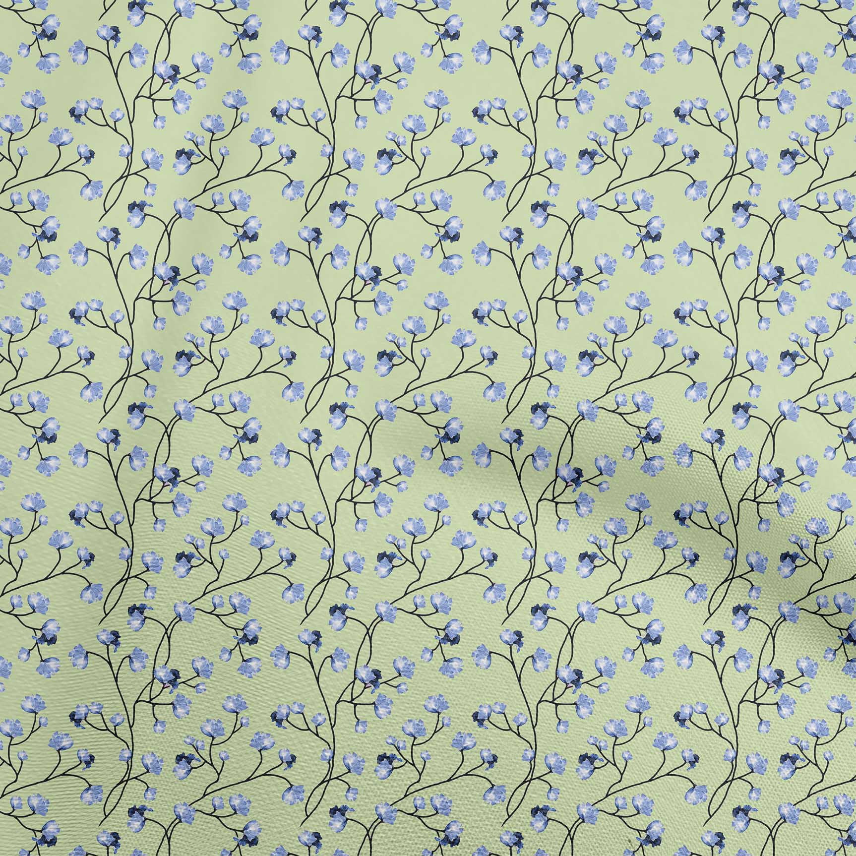 oneOone Velvet Light Green Fabric Floral Sewing Material Print Fabric ...