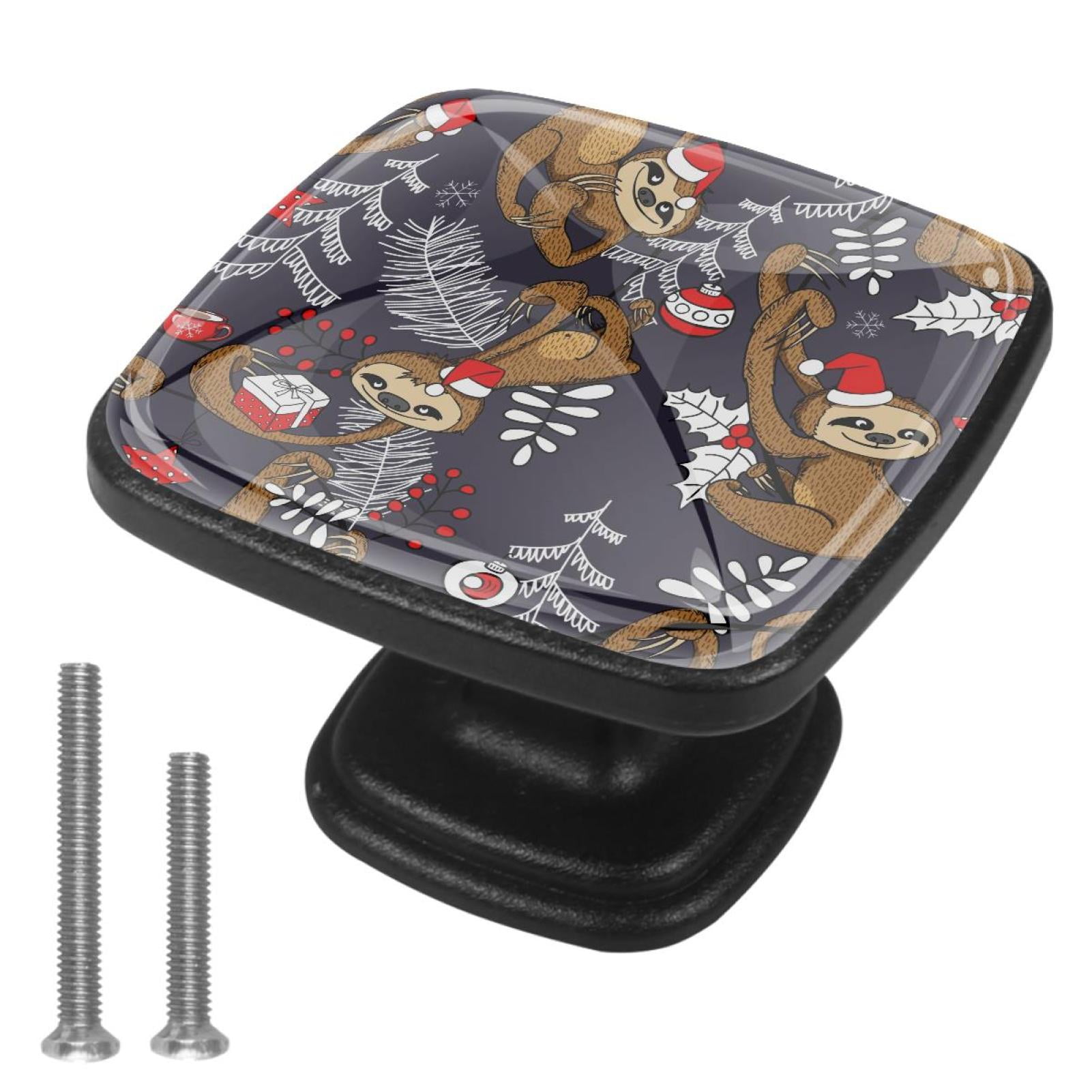 4 Pcs Cabinet Handle Drawer Pulls Christmas Knobs with Screws Square ...