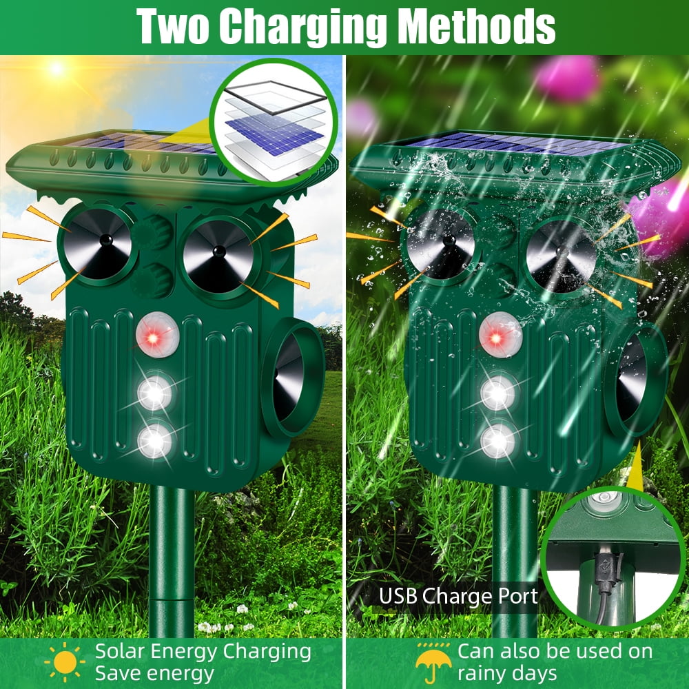 Jahy2Tech Ultrasonic Solar Animal Repeller for Outdoor Animal ...