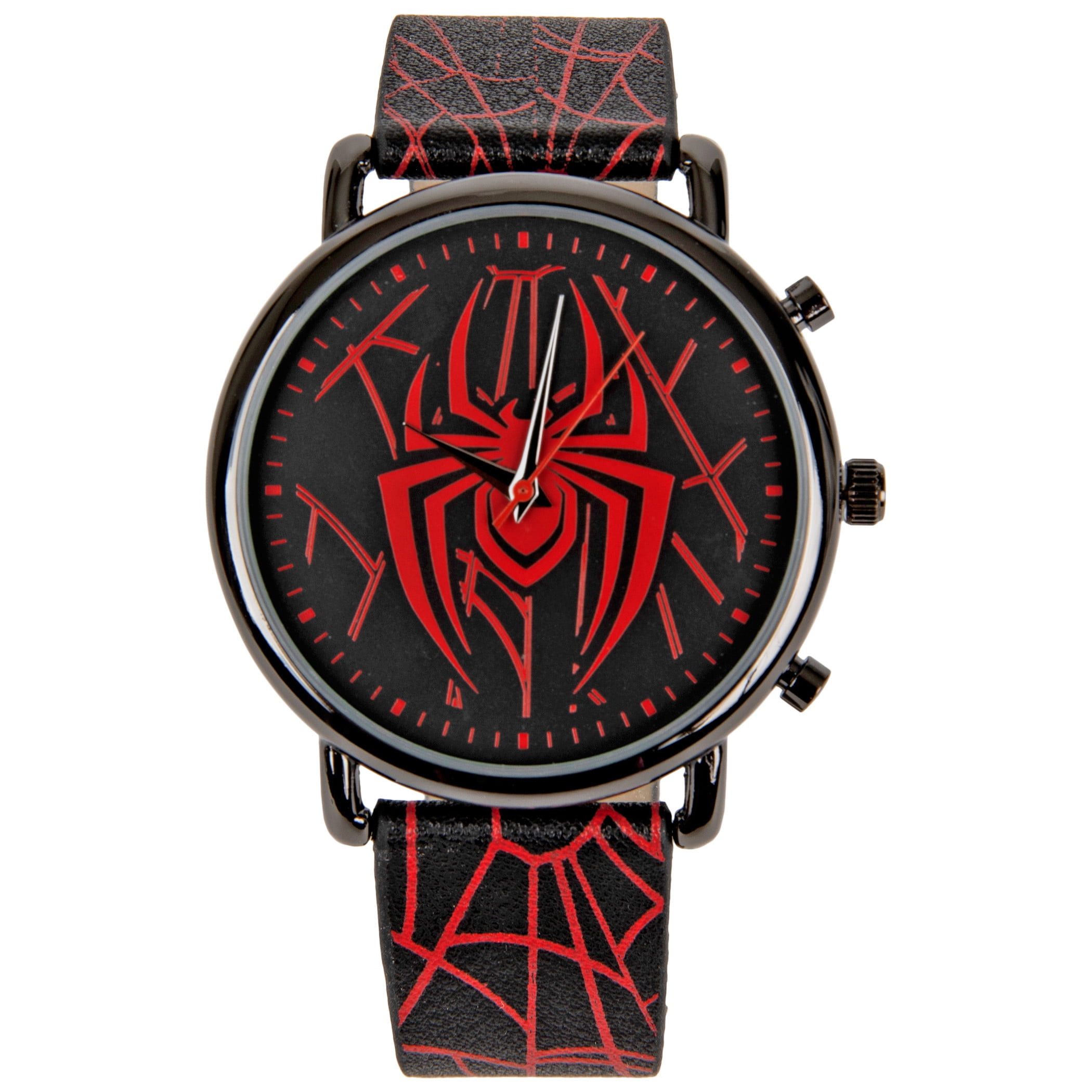 Spider-Man Symbol and Webbing Watch with Faux Leather Strap - Walmart.com