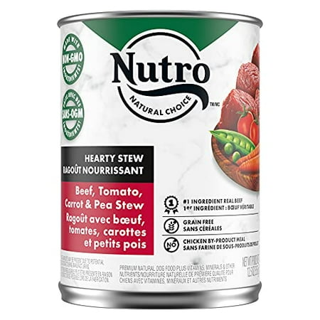 NUTRO Hearty Stew Adult Wet Dog Food Chunky Beef, Tomato, Carrot & Pea Stew, 355g Can (Pack of ...